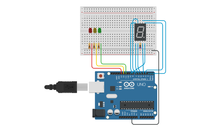 Circuit design Traffic Light - Arduino - Tinkercad