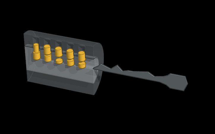 3D design Working lock and key SIM LAB - Tinkercad