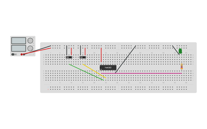 Circuit design 7402 - Quad NOR Gate (2-input) - Tinkercad
