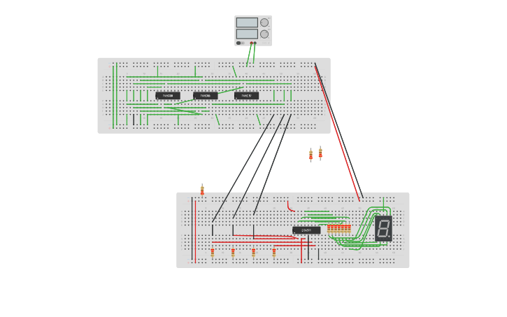 Circuit design Full Adder with 7 Segment Display - Tinkercad