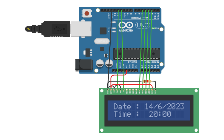Circuit design #Tinkercad #Arduino Clock Without RTC Module - #AeroArduino - Tinkercad