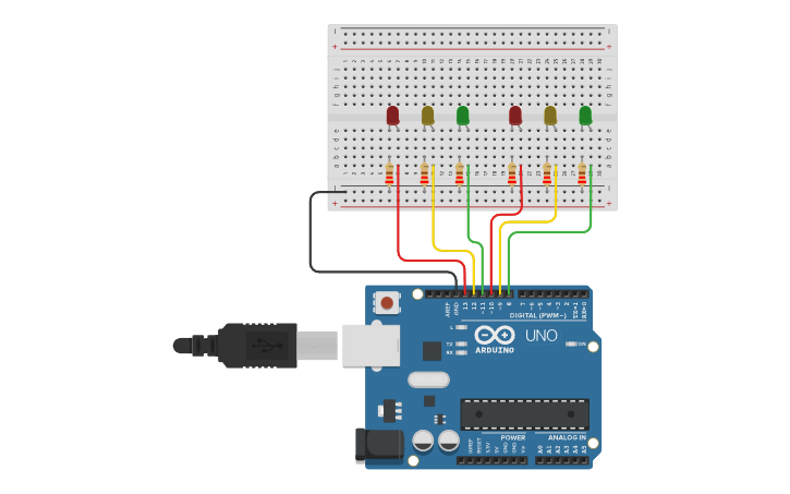 Circuit design Semáforo con Arduino - García Pérez Bety Nohemí - Tinkercad