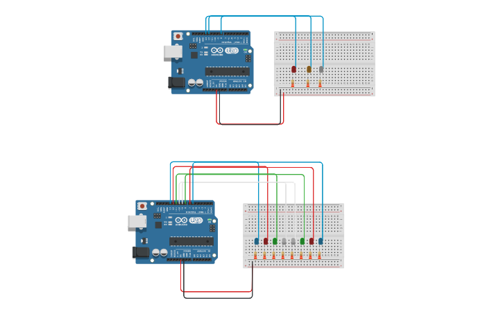 Circuit design led con monitor serie - Tinkercad