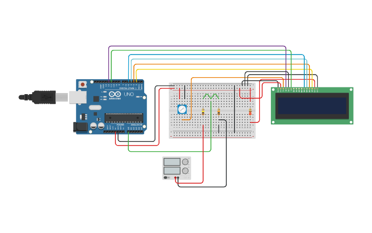 Circuit design Arduino Voltmeter 0 to 30V - Tinkercad