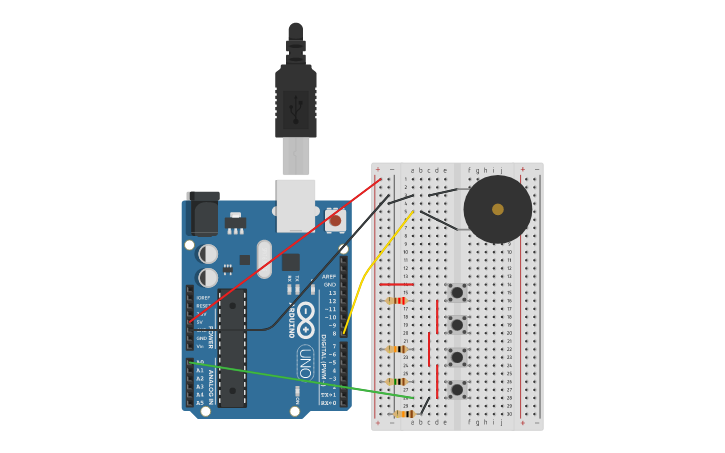 Circuit design Teclado Musical - Tinkercad