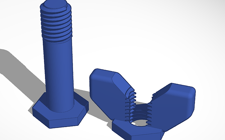 3D design Bolt and Wingnut 10mm - Tinkercad