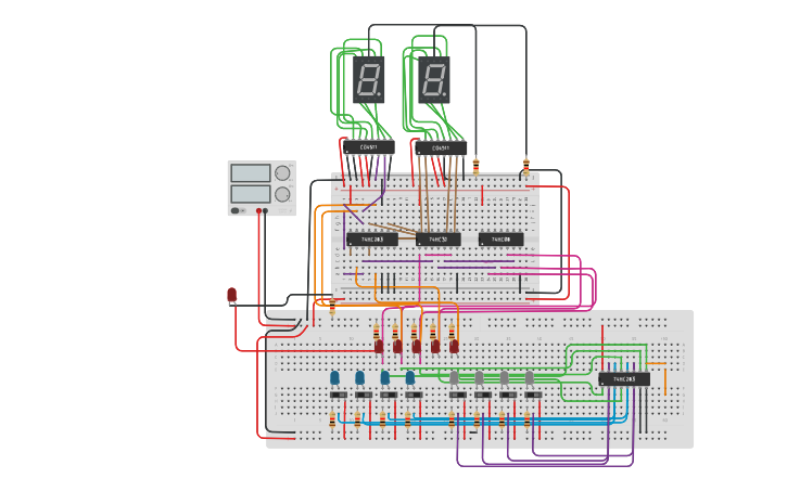 Circuit design 4 Bit Adder Calculator 25_63_67 - Tinkercad