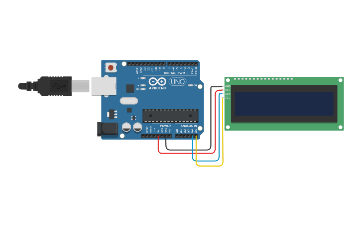 Circuit design I2C-LCD - Tinkercad