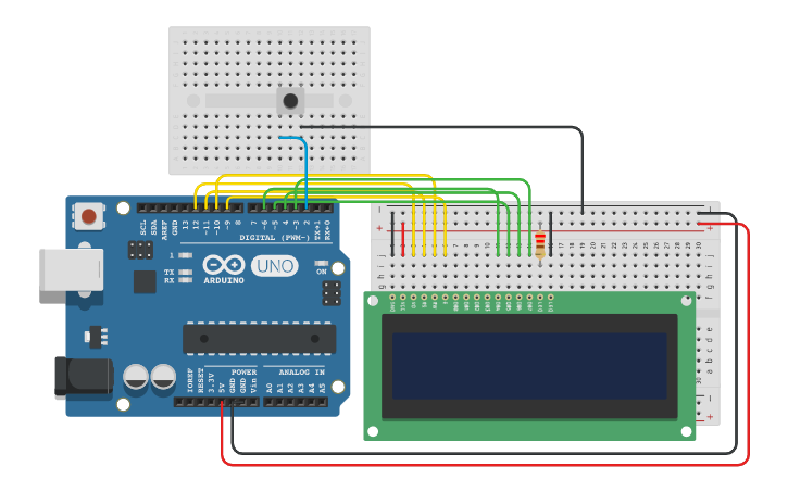Circuit design Arduino LCD Game - Tinkercad