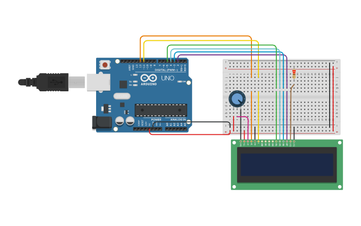 Circuit design Interfacing lcd with arduino - Tinkercad