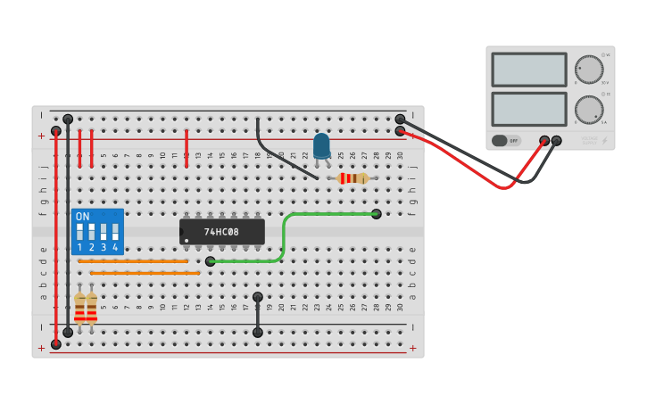 Circuit design 01 And Gate using ...7408 IC - Tinkercad