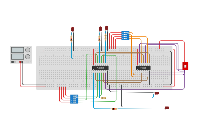 Circuit design CO_4 BIT PARALLEL BINARY ADDER - Tinkercad