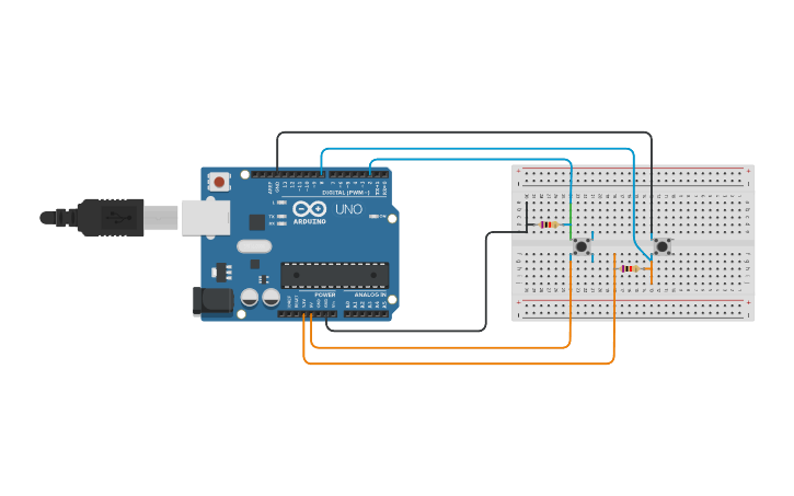 Circuit design GPIO Input-Pull Up/Down Test - Tinkercad