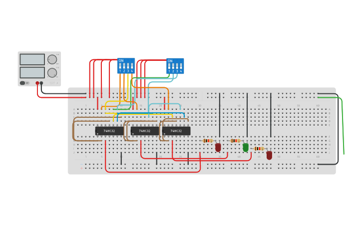 Circuit design 8 to 3 Encoder - Tinkercad