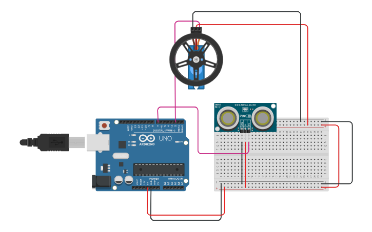 Circuit design Tinker card : Ultrasonic - Tinkercad