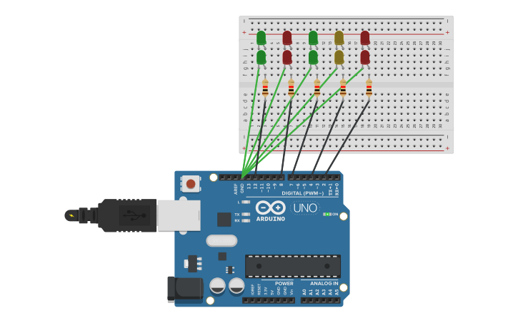 Circuit design Arduino Uno R3 - Tinkercad