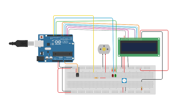 Circuit design Smart Irrigation system - Tinkercad