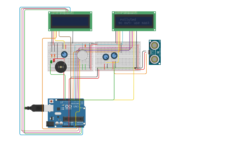 Circuit design AIR and Sound Pollution Monitoring System - Tinkercad