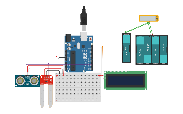 Circuit design Sensor de umidade do solo+DHT11 (para ESP32) - Tinkercad