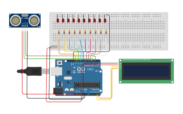 Circuit design distance measurement using lcd - Tinkercad