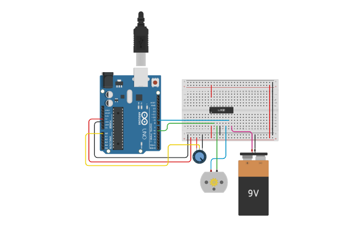 Circuit design Copy of DC motor control using L293D and Potentiometer ...