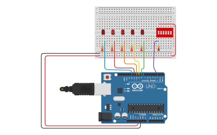 Circuit design Lesson 3 - Bouncing Blinking LEDs with DIP switch ...
