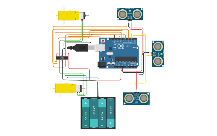 Circuit design Obstacle Avoider Mobile Robot - Tinkercad