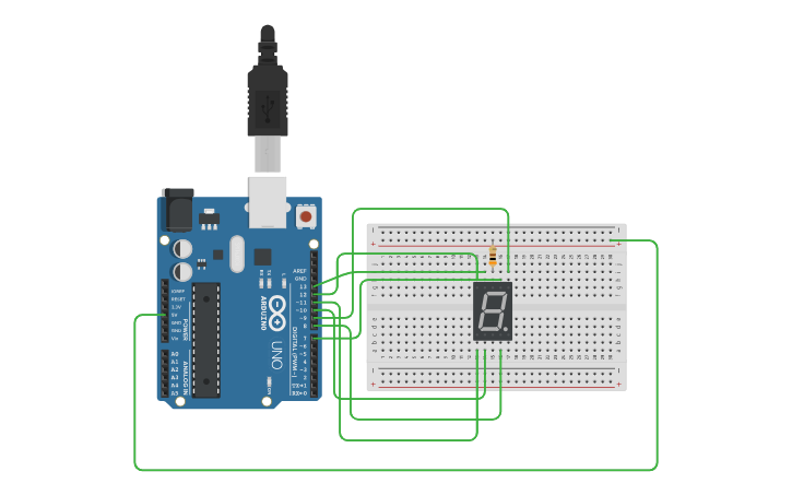 Circuit design Display 7 Segmentos Con Arduino - Tinkercad