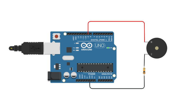 Circuit design Interfacing of the Active Buzzer with Arduino - Tinkercad