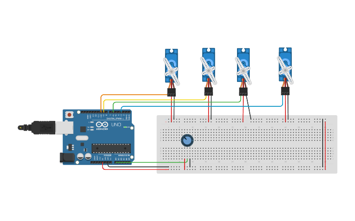 Circuit Design Servomotores Con Potenciometro Tinkercad