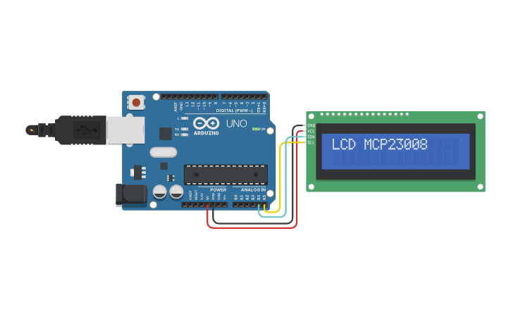 Circuit design adafruit lcd i2c - Tinkercad