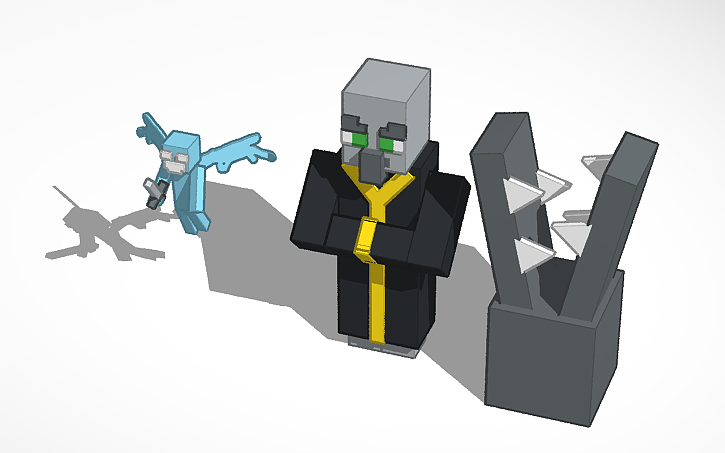 3D design Copy of Minecraft Evoker with Evoker fangs and Vex - Tinkercad