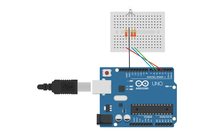Circuit design Control RGB LED Using Serial Monitor - Tinkercad