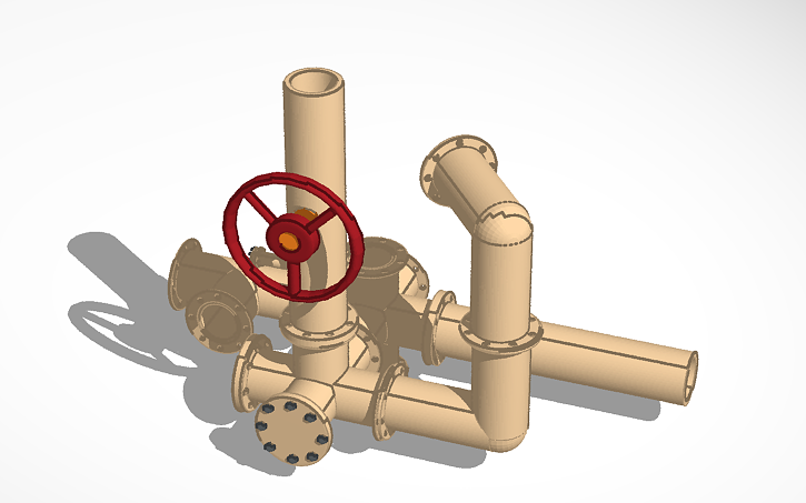 3D design Industrial all pipes, blocks and valves - Tinkercad