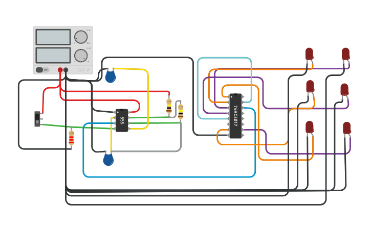 Circuit design CD 4017 IC-Decade Counter - Tinkercad
