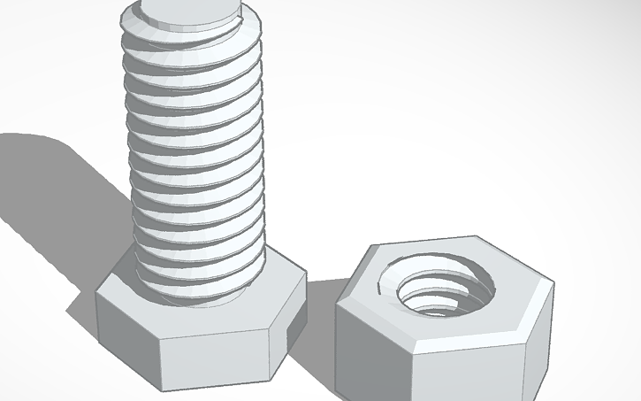3D design tornillo y tuerca - Tinkercad