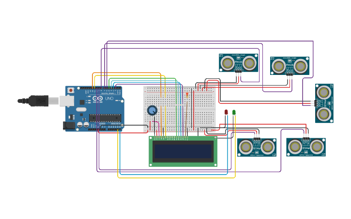 Circuit design Pranali Smart Car Parking System - Tinkercad
