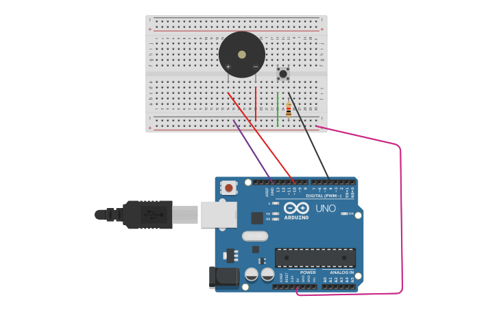 Circuit design TO DESIGN DOOR BELL USING ARDUINO IN TINKER CAD - Tinkercad