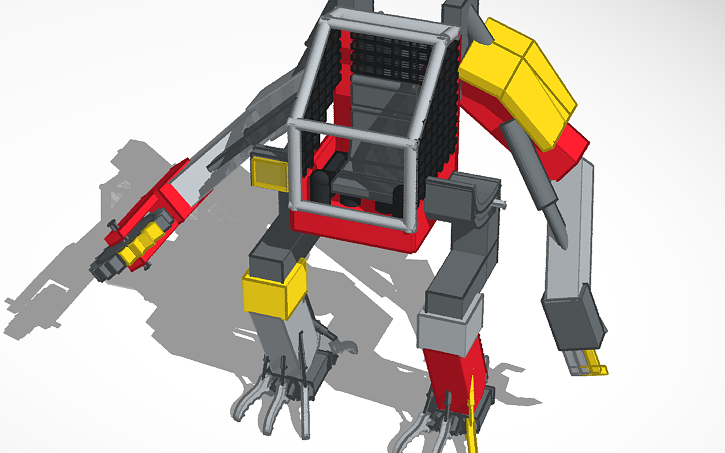 3D design Red robot mech - Tinkercad