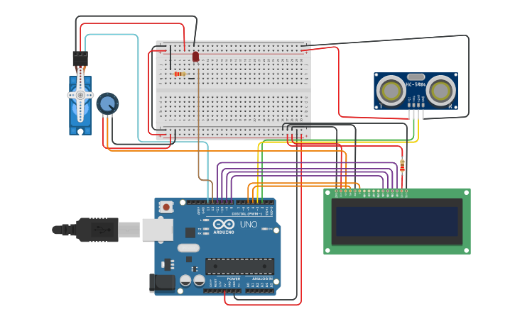 Circuit design SMART DUSTBIN - Tinkercad