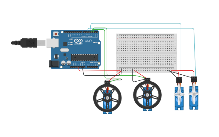Circuit design Trash bot - Tinkercad