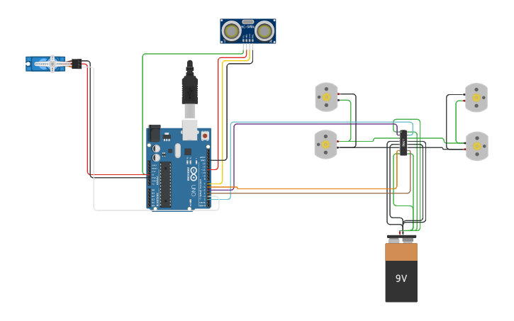 Circuit design Obstacle Avoiding Robot - Tinkercad