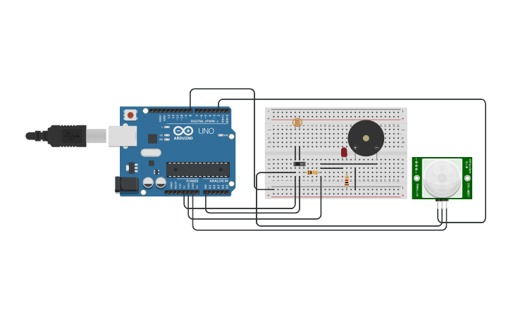 Circuit design Thief Detection systerm - Tinkercad