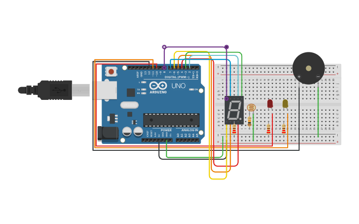 Circuit design monitor de exposición solar - Tinkercad