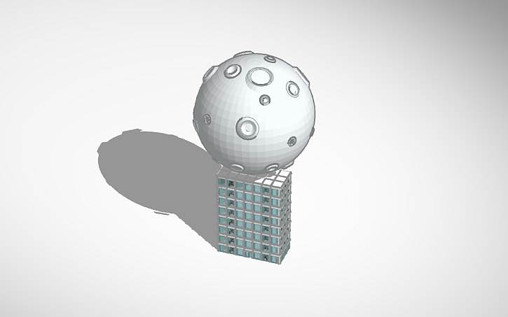 3D design Destructible (furnished) office building vs a moon - Tinkercad