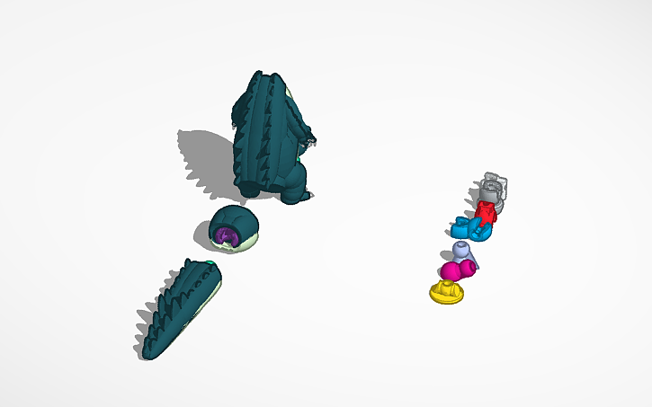3D design jointed anatomically correct Godzilla - Tinkercad