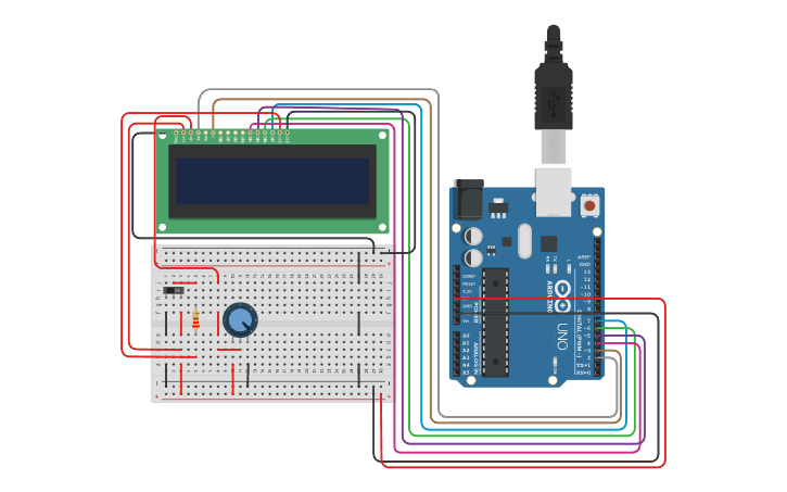 Circuit design Arduino LCD Screen - Tinkercad