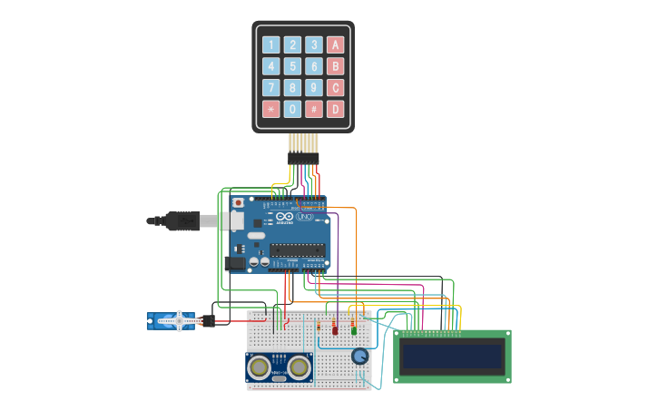 Circuit design Sistema de Peaje Automatizado con Barrera Usando Arduino - Tinkercad