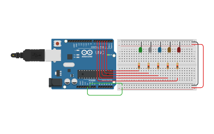 Circuit design el bucle for capitulo 3 - Tinkercad