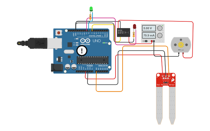 Circuit design Automatic plant watering system - Tinkercad